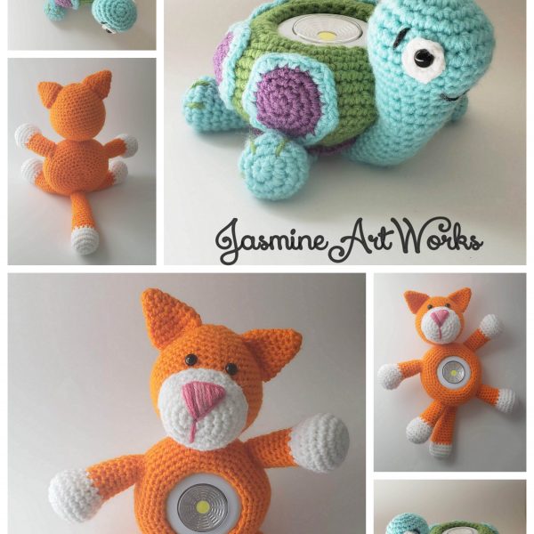 Flashlight Friend Kitten and Frog Crochet Pattern – Jasmine Art Works